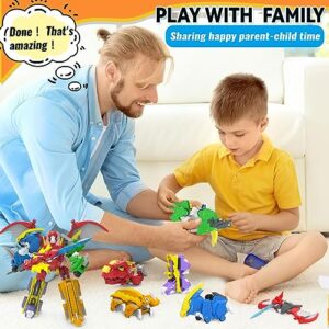 Wenbeier Robot Dinosaur Toys 6-in-1 Combined Large Robot Toys Take Apart Toys Including 6 Dinosaur Action Figures -Triceratops Deformation Toys for Kids 6-12（10“）