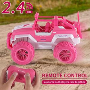 V&V.Fashyi Girls 4-7, Kids RC Car for Age 3-5, Boys 8-12, Pink Toy Car with Remote Control, car Toys for Boys Age 6-10