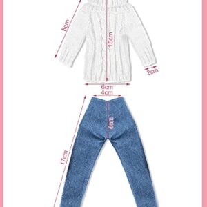 Bencailor 8 Pieces Doll Clothes 11.5 Inch Girl Doll Accessories Cotton Denim Pant Regular Outfit Energetic Doll Clothing Set (Stylish Style)