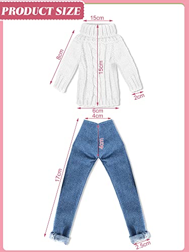 Bencailor 8 Pieces Doll Clothes 11.5 Inch Girl Doll Accessories Cotton Denim Pant Regular Outfit Energetic Doll Clothing Set (Stylish Style)