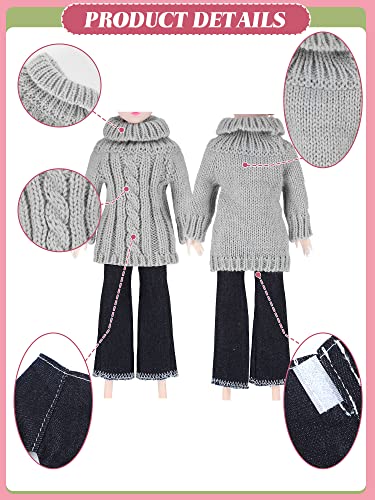 Bencailor 8 Pieces Doll Clothes 11.5 Inch Girl Doll Accessories Cotton Denim Pant Regular Outfit Energetic Doll Clothing Set (Stylish Style)