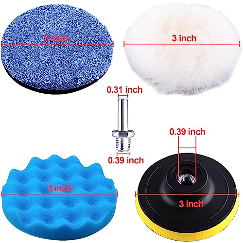 SIQUK 13 Pieces Buffing Pads 3 Inch Car Polishing Pad Kit Foam Polish Pads Wax Buffer Polisher Attachment for Drill