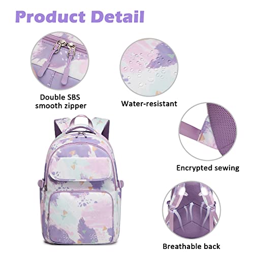 Robhomily 3pcs Girls Backpack with Lunch Box for Elementary Middle School 17 inch Kids Backpack with Lunch Bag Set Waterproof,Lightweight Pink School Backpack for Teen Girls