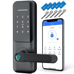 smart lock, nyboer smart door handle, fingerprint, keyless entry door lock with handle, digital lock with keypad, electronic passcode smart door lock for front door,keypad door handle