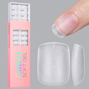 aillsa extra short square nail tips - upgraded matte squoval soft gel full cover nail tips no filed, pre-shaped acrylic false gelly nail tips for diy press on nails 240 pcs 15 sizes with gift box