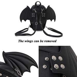 ENJOININ Gothic Coffin Shape Purses and Handbags for Women Halloween Shoulder Bag Ita Purse Backpack with Wings 2 Way