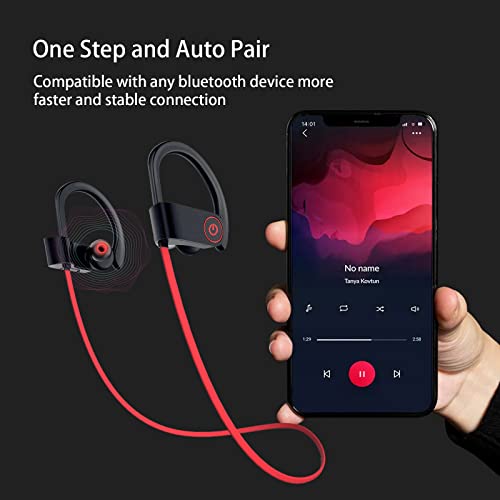 Enouke Bluetooth Headphones, Wireless Sports Earbuds IPX7 Waterproof with Mic, Stereo Sweatproof in-Ear Earphones, Noise Cancelling Headsets for Gym Running Workout, 12 Hours Playtime