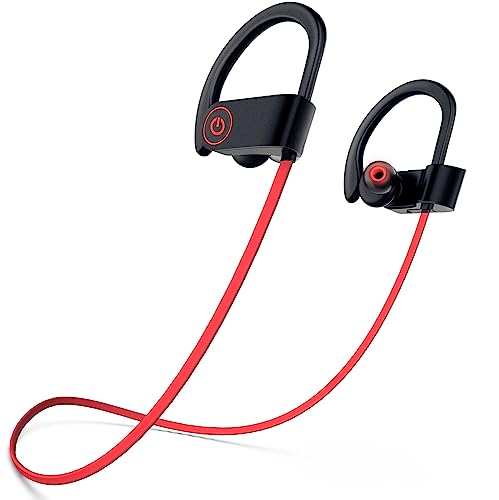 Enouke Bluetooth Headphones, Wireless Sports Earbuds IPX7 Waterproof with Mic, Stereo Sweatproof in-Ear Earphones, Noise Cancelling Headsets for Gym Running Workout, 12 Hours Playtime