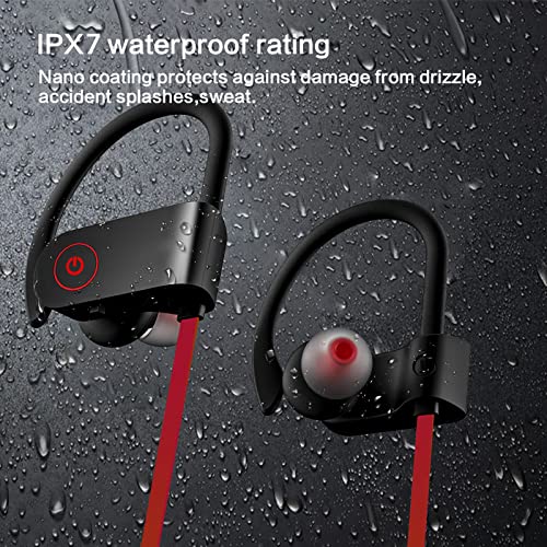 Enouke Bluetooth Headphones, Wireless Sports Earbuds IPX7 Waterproof with Mic, Stereo Sweatproof in-Ear Earphones, Noise Cancelling Headsets for Gym Running Workout, 12 Hours Playtime