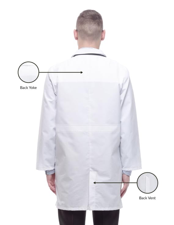 HEEDFIT Professional Lab Coat Women, White Lab Coat Men Long Sleeve, Personalized Lab Coat White, Unisex Small 1101