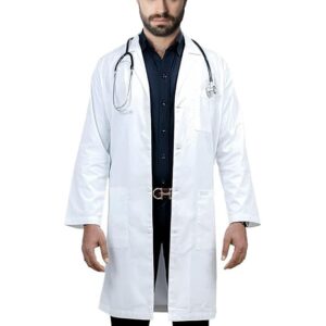 HEEDFIT Professional Lab Coat Women, White Lab Coat Men Long Sleeve, Personalized Lab Coat White, Unisex Small 1101