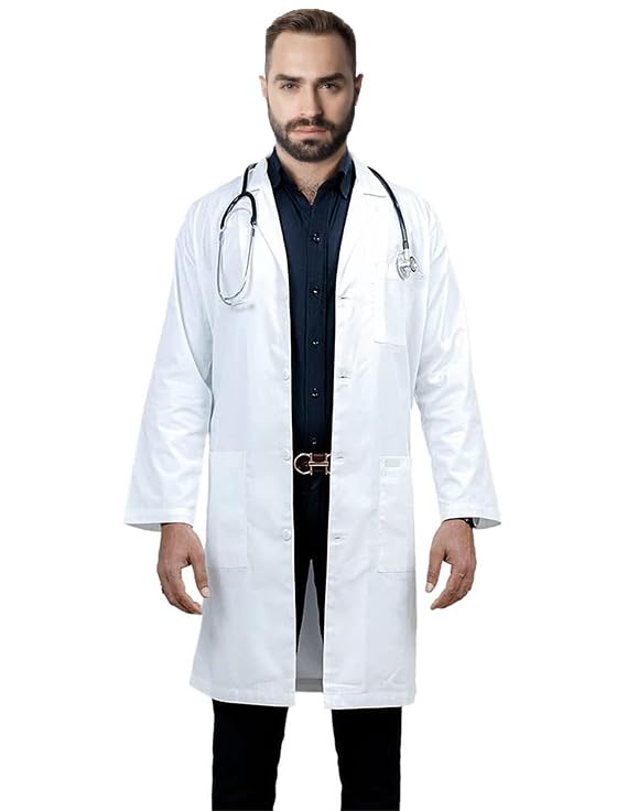 HEEDFIT Professional Lab Coat Women, White Lab Coat Men Long Sleeve, Personalized Lab Coat White, Unisex Small 1101