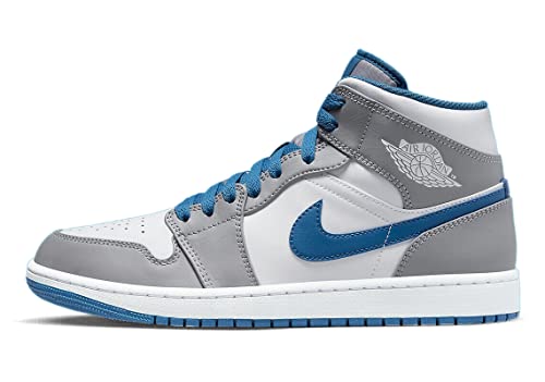 Nike mens Air Jordan 1 Mid Shoes, Cement Grey/White-true Blue, 10.5