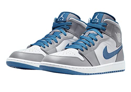 Nike mens Air Jordan 1 Mid Shoes, Cement Grey/White-true Blue, 10.5