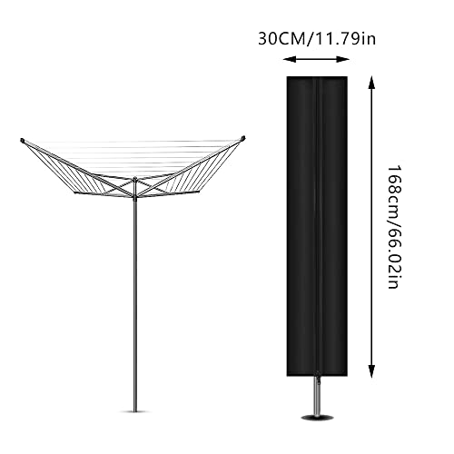 Umbrella Cover with a Telescopic Pole Clothes Drying Rack Cover, Rip Resistant, Anti-UV, Fade Resistant, with Elastic Velcro Straps & Adjustable Hem Rope，Drying Rack Protect, 63 x 6 x 6 inches