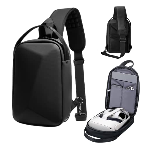 Carrying Case for Oculus Quest 2/Meta Quest Pro, Hard Travel Case for Meta Quest Pro VR Gaming Elite Strap Headset and Oculus Quest 2 Accessories Crossbody Shoulder Chest Backpack