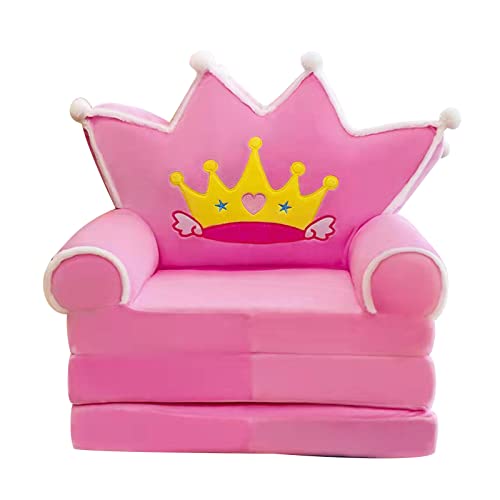 GURSAC Plush Foldable Kids Sofa Backrest Armchair 2 in 1 Foldable Children Sofa Cute Cartoon Lazy Sofa Children Flip Open Sofa Bed for Living Room Bedroom Without Liner Filler