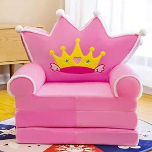 GURSAC Plush Foldable Kids Sofa Backrest Armchair 2 in 1 Foldable Children Sofa Cute Cartoon Lazy Sofa Children Flip Open Sofa Bed for Living Room Bedroom Without Liner Filler