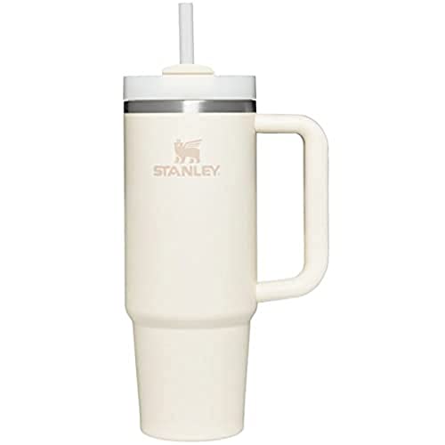 Stanley Quencher H2.0 FlowState Stainless Steel Vacuum Insulated Tumbler with Lid and Straw for Water, Iced Tea or Coffee, Smoothie and More, Cream , 30 oz