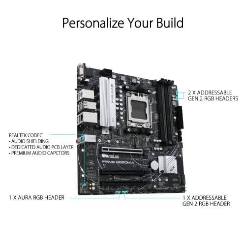 ASUS Prime B650M-A-CSM Micro-ATX Commercial Motherboard, DDR5, PCIe 5.0 M.2 Support