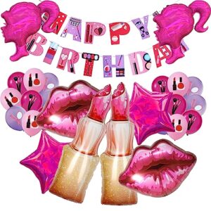 cymylar princess balloon girl birthday balloon spa girl birthday party decoration make up party supplies lip lipstick princess foil balloon