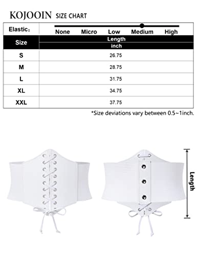 KOJOOIN Women's Corset Waist Belt Leather Underbust Corset Belt for Dresses White 2XL