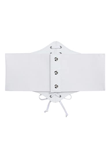 KOJOOIN Women's Corset Waist Belt Leather Underbust Corset Belt for Dresses White 2XL