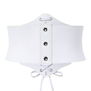 KOJOOIN Women's Corset Waist Belt Leather Underbust Corset Belt for Dresses White 2XL