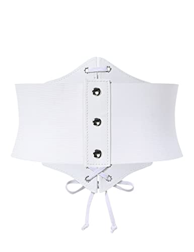 KOJOOIN Women's Corset Waist Belt Leather Underbust Corset Belt for Dresses White 2XL