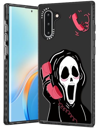 Toycamp for Note 10 Case, Cute Funny Skull Skeleton Design for Women Girls Boys Teens for Galaxy Note 10 Cases, Cute Cartoon Black Face Print Cover for Samsung Galaxy Note 10 Case, 6.3''