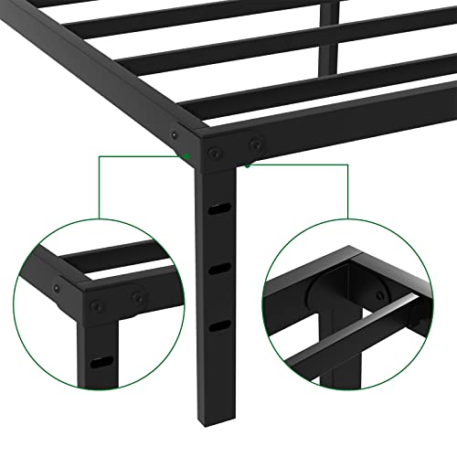 Meberam 14 Inch Twin XL Size Metal Platform Bed Frame Heavy Duty Mattress Foundation Support No Box Spring Need, Black