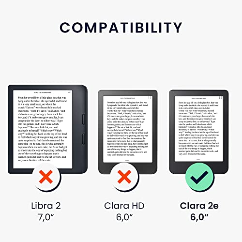 kwmobile Case Compatible with Kobo Clara 2E / Tolino Shine 4 - Cover Faux Nubuck Leather e-Reader Flip Case - Dark Grey