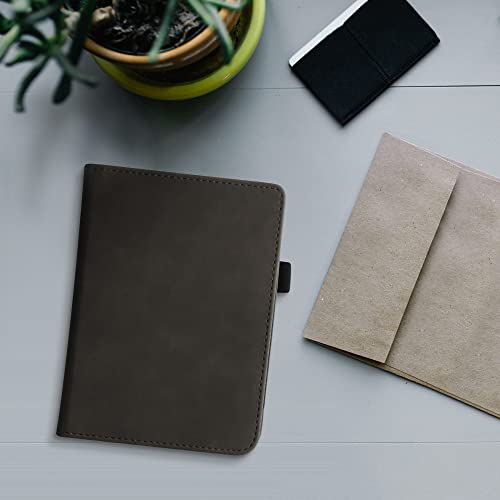 kwmobile Case Compatible with Kobo Clara 2E / Tolino Shine 4 - Cover Faux Nubuck Leather e-Reader Flip Case - Dark Grey