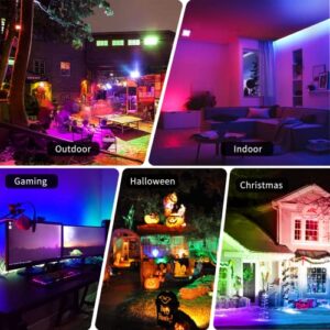 Outdoor RGB LED Flood Lights - 300W Equiv Colored Changing Spotlight Dimmable IP66 Waterproof Halloween Strobe Lights with Plug Outside Smart WiFi Color Alexa 30W Floodlight for Party Garden 丨 2 Pack