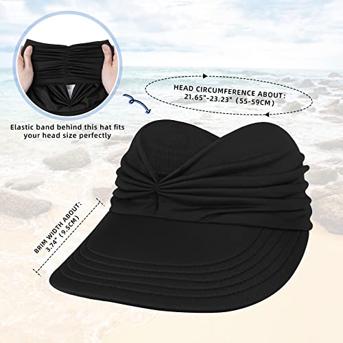 Zando Womens Sun Visor Hat Wide Brim Sun Hats for Women UV Protection Hat Packable Womens Visors for Summer Hats for Women Beach Hat Tennis Sun Visors for Women with Ponytail Hat Beige Visor