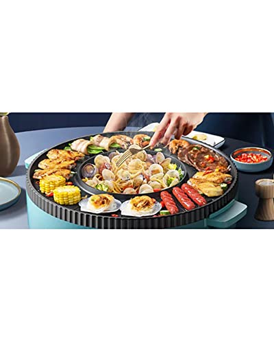 Lp Living Plus 2 in 1 Electric Grill and Hot Pot Combo, Dual Temperature, Indoor Non-Stick Griddle for Korean BBQ, Shabu Shabu and Noodles