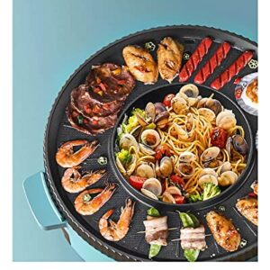 Lp Living Plus 2 in 1 Electric Grill and Hot Pot Combo, Dual Temperature, Indoor Non-Stick Griddle for Korean BBQ, Shabu Shabu and Noodles