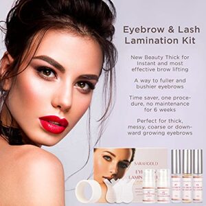 Sarah Gold Brow Lamination Kit, Eyebrow Lamination Kit, Eyebrow Perm Kit, Instant DIY Eye Brow Lift Kit for Fuller, Thicker, At Home DIY Perm For Your Brows, Lasts For 6-8 Weeks