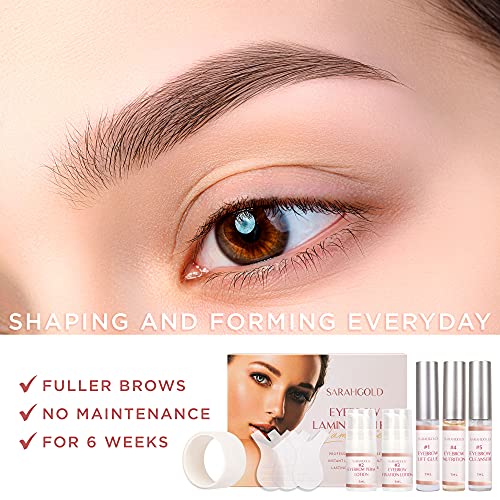 Sarah Gold Brow Lamination Kit, Eyebrow Lamination Kit, Eyebrow Perm Kit, Instant DIY Eye Brow Lift Kit for Fuller, Thicker, At Home DIY Perm For Your Brows, Lasts For 6-8 Weeks