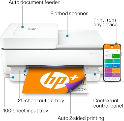 HP Envy 6455e Wireless Color All-in-One Printer with 6 Months Free Ink (223R1A) (Renewed Premium), white