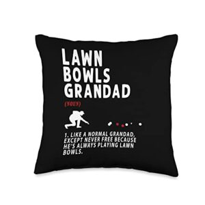 lawn bowling retirement & lawn bowls accessories funny lawn bowls grandad idea for men & funny retirement throw pillow, 16x16, multicolor