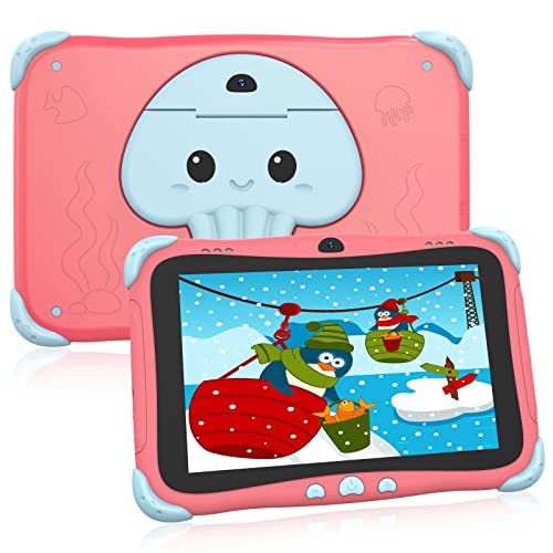 Kids Tablet 8 inch Android Toddler Tablet 2GB 64GB Tablet for Kids App Parent Control Kids Learning Tablet WiFi Dual Camera With Shockproof Case, Netflix, YouTube, for Boys Girls, ages 3-16, Red