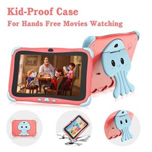 Kids Tablet 8 inch Android Toddler Tablet 2GB 64GB Tablet for Kids App Parent Control Kids Learning Tablet WiFi Dual Camera With Shockproof Case, Netflix, YouTube, for Boys Girls, ages 3-16, Red