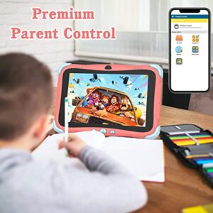 Kids Tablet 8 inch Android Toddler Tablet 2GB 64GB Tablet for Kids App Parent Control Kids Learning Tablet WiFi Dual Camera With Shockproof Case, Netflix, YouTube, for Boys Girls, ages 3-16, Red