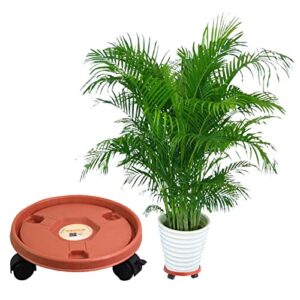 AMAMIA Plant Caddy with 3 Wheels，9'' Round Flower Pot Mover, Garden Rolling Plant Stand with Wheels,Plant Pallet Dolly for Heavy Duty Planter Brick Red