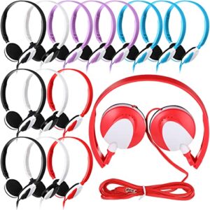 15 pcs kids headphones bulk for school,comfort headphones wired, ear headset foldable stereo headphones for student/kids/teens/adults