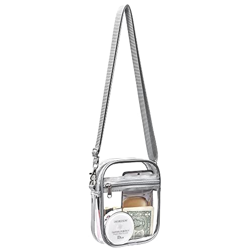 gdbis Clear Crossbody Bag, Stadium Approved Clear Purse Bag for Concerts Sports Events, Grey