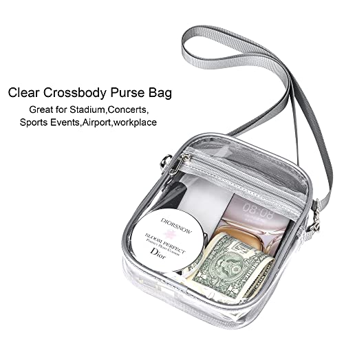 gdbis Clear Crossbody Bag, Stadium Approved Clear Purse Bag for Concerts Sports Events, Grey