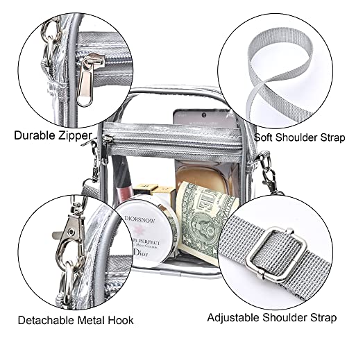 gdbis Clear Crossbody Bag, Stadium Approved Clear Purse Bag for Concerts Sports Events, Grey