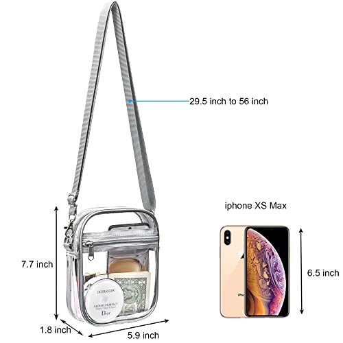 gdbis Clear Crossbody Bag, Stadium Approved Clear Purse Bag for Concerts Sports Events, Grey